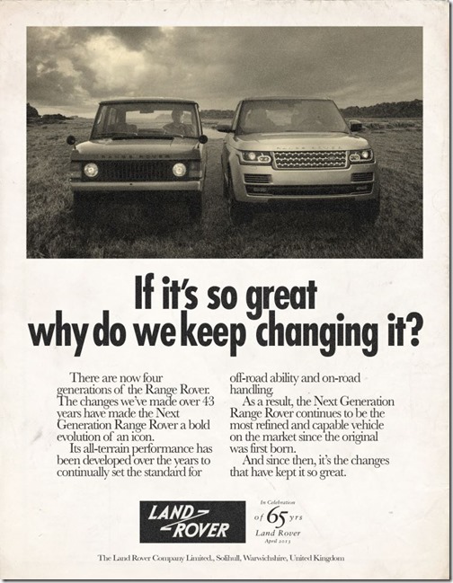 Another great retro ad from Land Rover for the All-new Range Rover ...