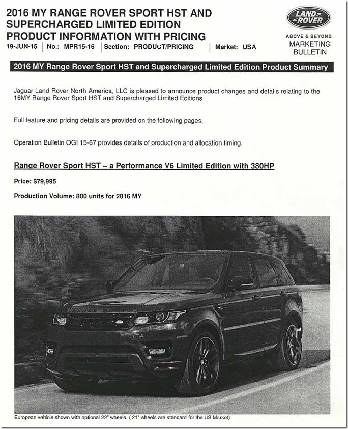 2016 Range Rover Sport HST & Supercharged Limited Edition Product ...